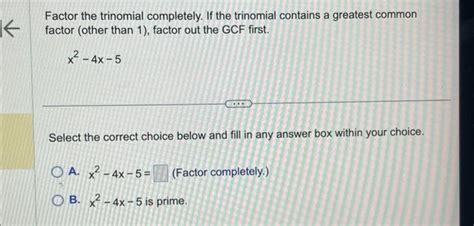 Solved Factor The Trinomial Completely If The Trinomial