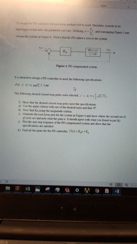 Solved To Design The Pd Controller The Root Locus Method