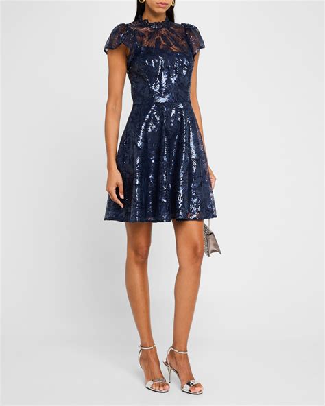 Shoshanna Flutter Sleeve Sequin Mini Dress Neiman Marcus