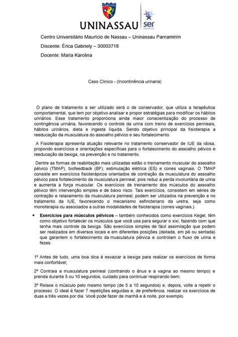 Iue Informações Incontinência Urinaria Centro Universitário