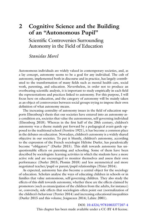 Pdf Cognitive Science And The Building Of An “autonomous Pupil”