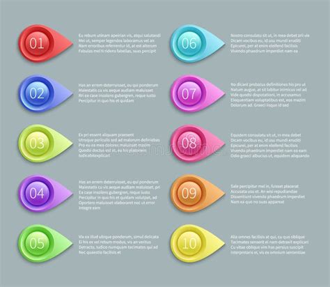 Number Bullet Point Colorful Gradient With Text Box Vector Element