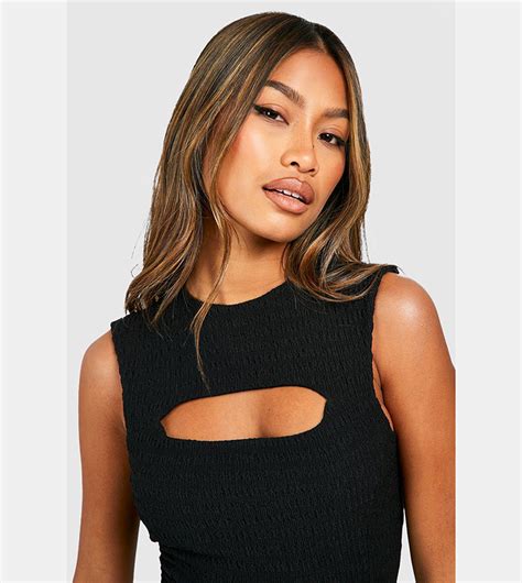 Buy Boohoo Textured Split Front Longline Corset Top In Black