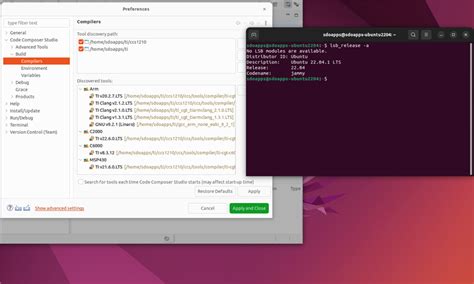Ccstudio Ccs Linux Not Showing Ti Cgt Armllvm Lts In Compilers