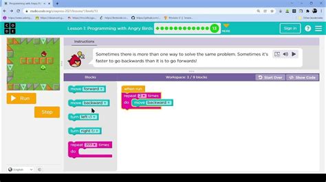 L1 13 Express 2021 Lesson 1 Programming With Angry Birds