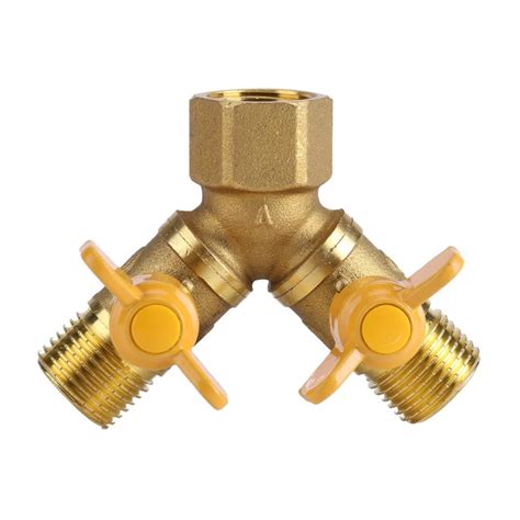 Ylshrf Dual Tap Connector G1 2 Brass Garden Irrigation 2 Way Double Tap