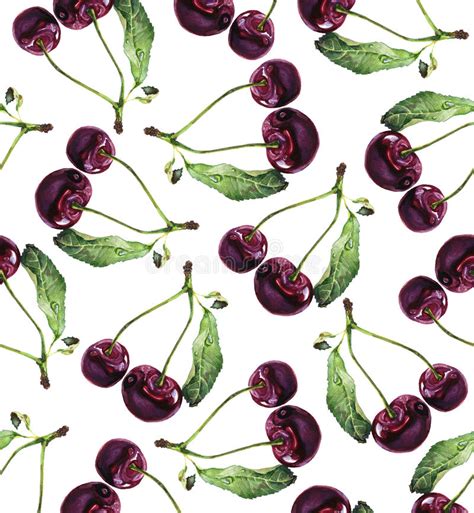 Seamless Pattern Hand Drawn Watercolor Realistic Illustration Stock