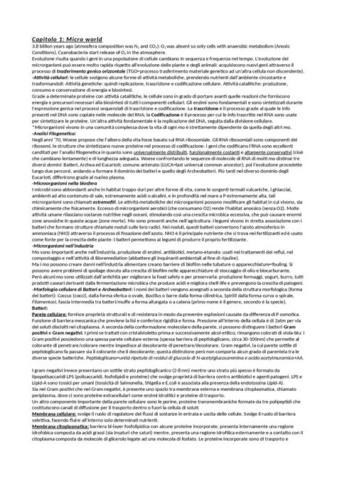 Appunti Microbiologia Sintesi Del Corso Di Microbiologia Docsity
