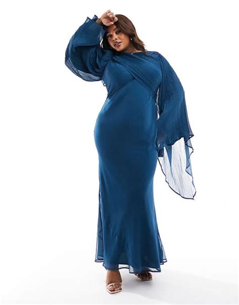 Asos Design Curve Robe Longue Croisée En Biais En Mousseline De Soie