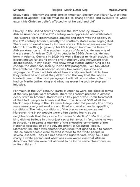 Martin Luther King Essay Pdf Martin Luther King Jr Rosa Parks