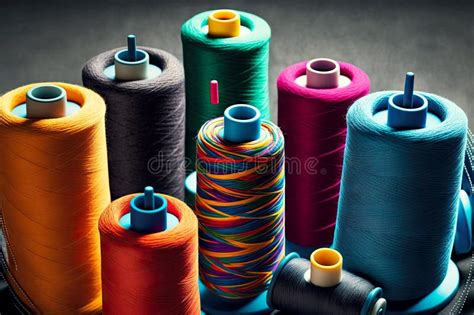 Multi Colored Coils With Threads For And Sewing Clothes In Factory