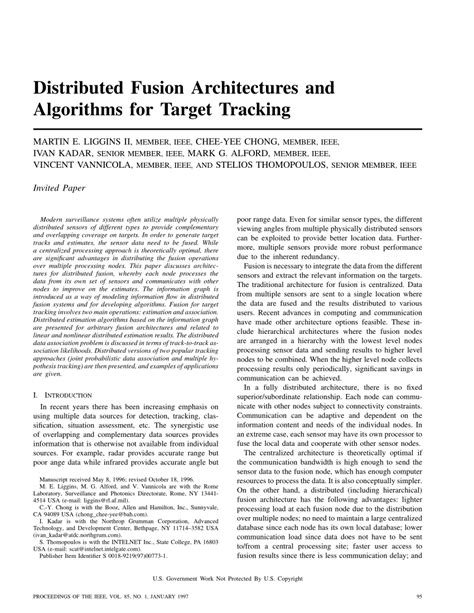 Pdf Distributed Fusion Architectures And Algorithms For Target Tracking