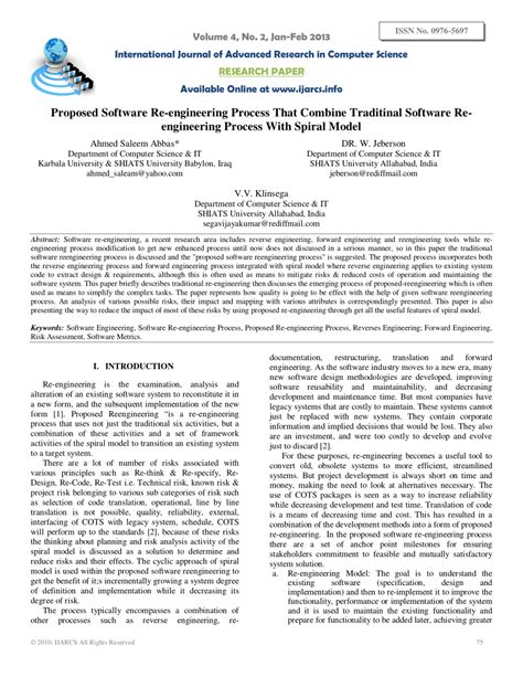 PDF Proposed Software Re Engineering Process That Combine Traditinal