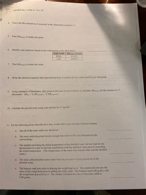 Solved LAB 2 Heat Effects Calorimetry Heat Of Solution Chegg