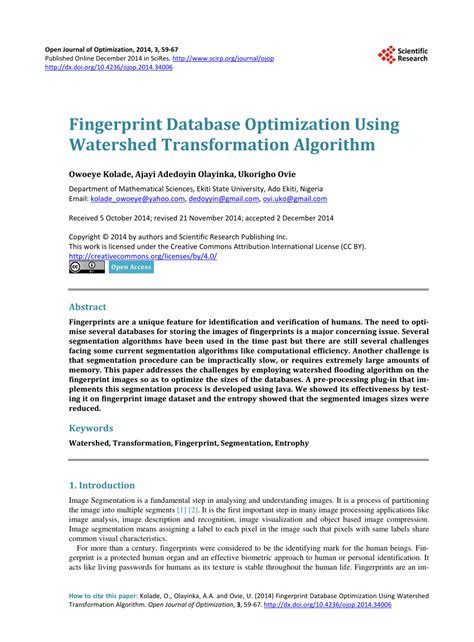 PDF Fingerprint Database Optimization Using Watershed Transformation Algorithm