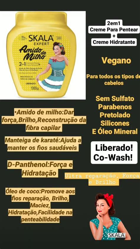 Skala amido de milho Produtos de cabelo Hidratação cabelo Cabelo fácil