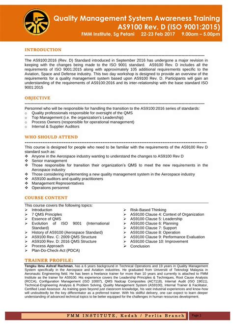 Pdf Quality Management System Awareness Training As9100 To As9100