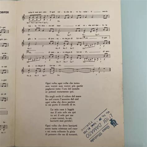 Spartito Musicale Sanremo 1964 Di Paul Anka E Roby Ferrante Ogni Volta