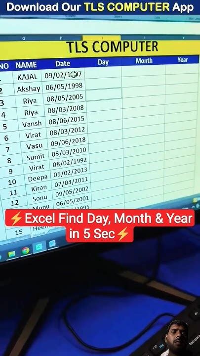 Excel Find Day Month And Year In Just 5 Sec Excel Viral Exceltips