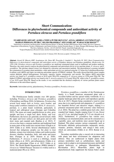 Pdf Short Communication Differences In Phytochemical Compounds And