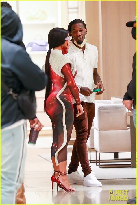Cardi Bs Red Semi Sheer Dress Is Turning Heads During Shopping Trip At