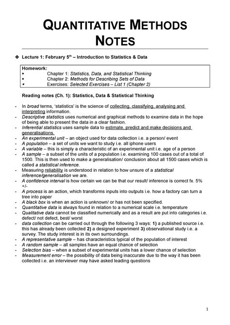 Quantitative Methods Notes QUANTITATIVE METHODS NOTES Lecture February Th Introduction