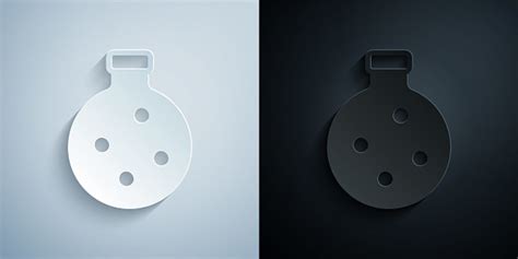 회색과 검은색 배경에 분리된 물약 아이콘이 있는 용지 절단 병 마법의 물약플라스크 해피 할로윈 파티 종이 아트 스타일 벡터 3차원 형태에 대한 스톡 벡터 아트 및 기타