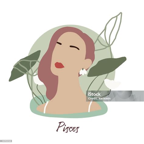 세련된 여성으로 물고기 자리 조디악 여성 점성술 별자리 기호 그림 점성술 기호에 대한 스톡 벡터 아트 및 기타 이미지 점성술 기호 모던 양식 물 별자리 Istock