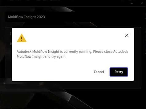 Moldflow Insight 2023용 업데이트 1을 설치할 때 Autodesk Moldflow Insight가 현재 실행