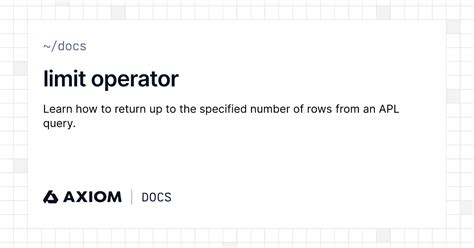 Limit Operator Axiom Docs
