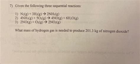 Solved Given The Following 3 Sequential Reactions What Mass