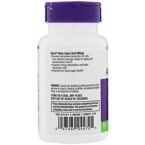 Natrol Alpha Lipoic Acid 600 Mg 30 Capsules