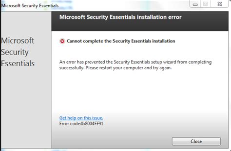 Can T Install Or Turn Microsoft Security Essentials Windows 7 Forums