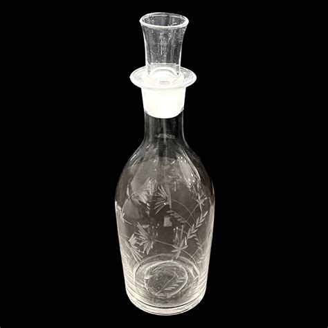 Vintage Crystal Etched Glass Decanter 1oz Cup Stopper Etsy