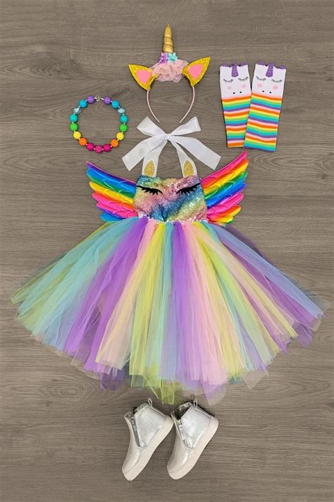 3 Pc Rainbow Unicorn Costume Set Sparkle In Pink Unicorn Costume