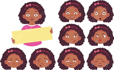 African Girl Holding Blank Poster Set Character Set Cry Vector