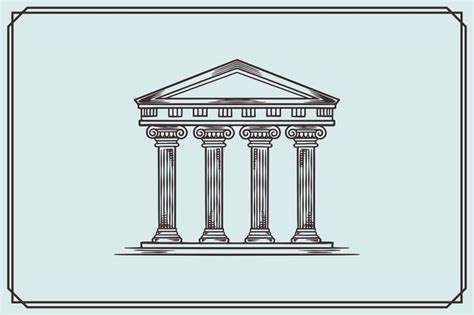 Premium Vector Hand Drawn Ancient Greek Building In Vintage Style