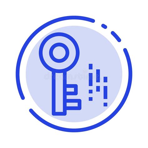 Internet Security Key Blue Dotted Line Line Icon Stock Vector Illustration Of Secure Icon