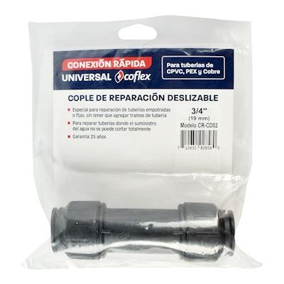COPLE DE REPARACIÓN DESLIZABLE DE DE PULGADA NEGRO COFLEX The Home Depot México