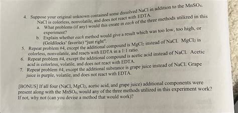 Solved 4 Suppose Your Original Unknown Contained Some Chegg Com