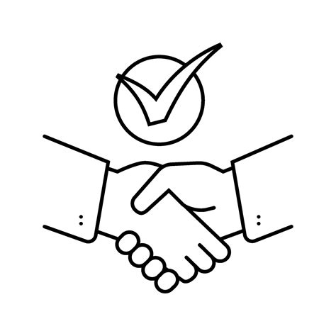Handshake Check Mark Line Icon Vector Illustration 35268665 Vector Art At Vecteezy