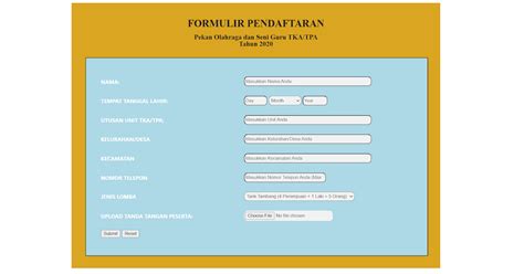 Pemrograman Web B Quiz 1 Membuat Form Pendaftaran