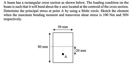 Solved Please Only Determine Via Mohr Circle Theorem Please A Beam Has A Rectangular Cross
