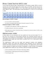 Binary Coded Decimal BCD And ASCII Pdf Binary Coded Decimal BCD Code In This Code Each Decimal