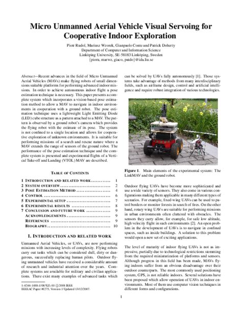 Pdf Micro Unmanned Aerial Vehicle Visual Servoing For Cooperative Indoor Exploration