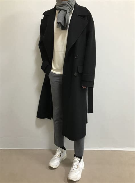 남자 겨울 오버핏 블랙 핸드메이드 로브 롱 코트 코디 추천 네이버 블로그