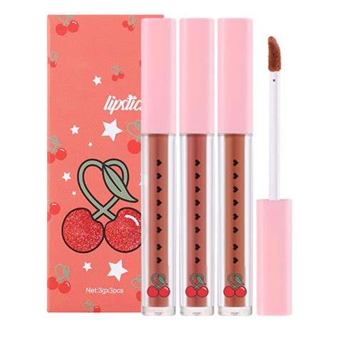 Jhbxhhd Elf Lipstick Velvet Pink Lip Glaze Non Stick Cup Three Sets Box