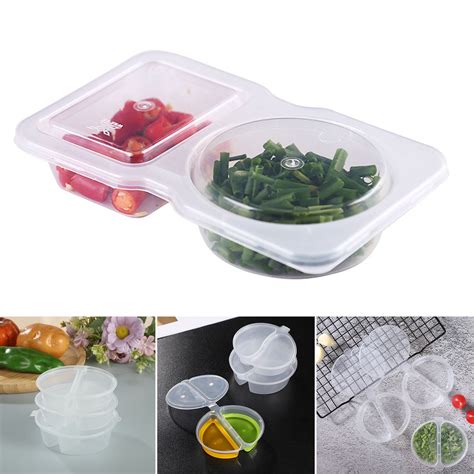 Hariumiu 5 10 15 25pcs Seasoning Box Disposable And Reusable Leak Proof Lid Double Compartment