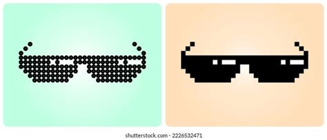 8 Bit Pixel Glasses Accessories Game Stock Vector Royalty Free