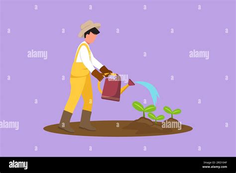 Dibujo De Diseño Plano Gráfico De Agricultor Masculino Joven Que